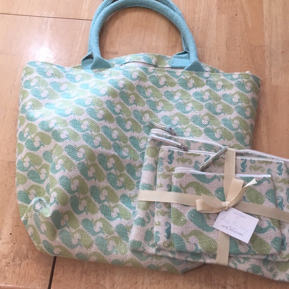 Two's Company | Bags | Twos Company Small Canvas Tote And 3 Pouches ...